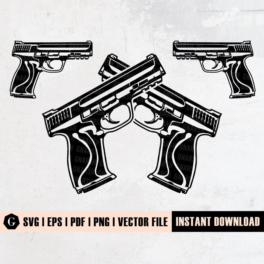 45 Caliber Handgun SVG | Pistol Clipart (digital Files) - Etsy