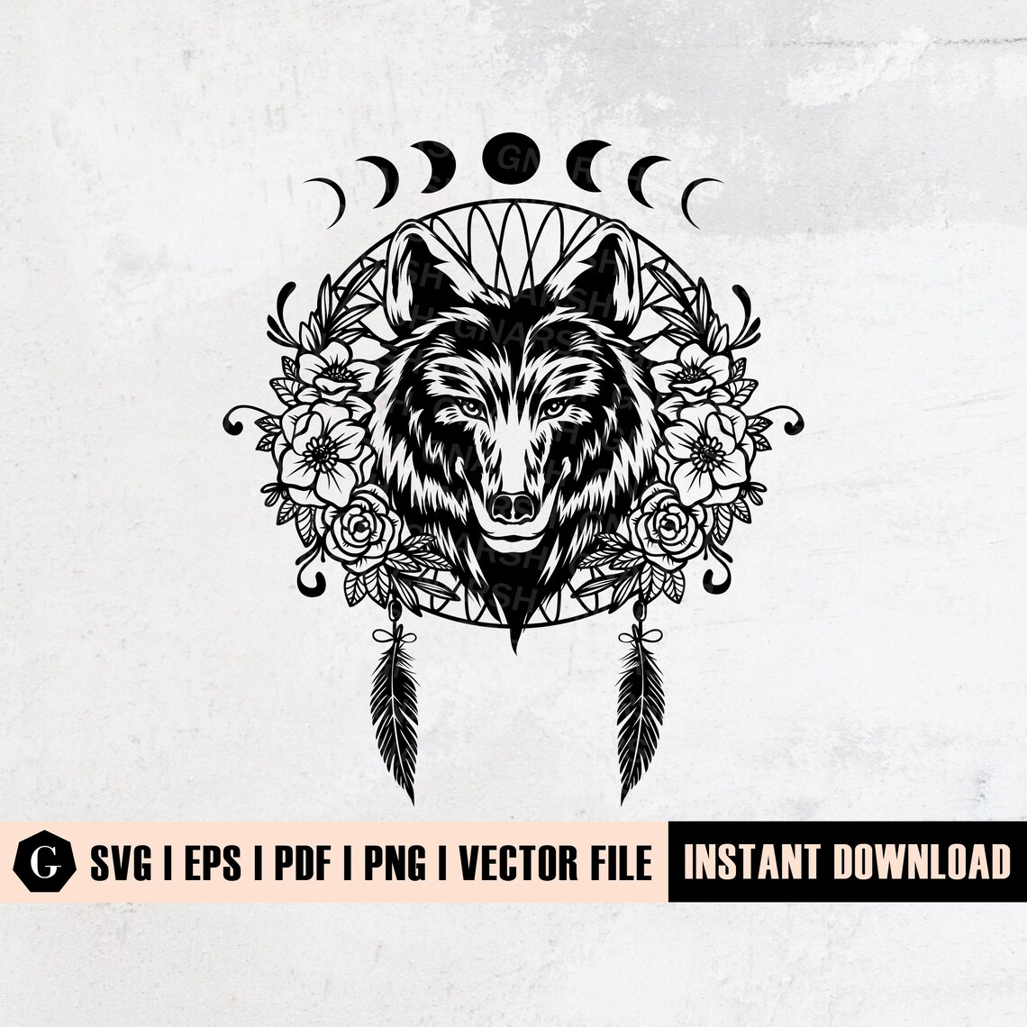 Boho Wolf Svg Floral Wolf Svg Wolf Flowers Svg Mountain - Etsy