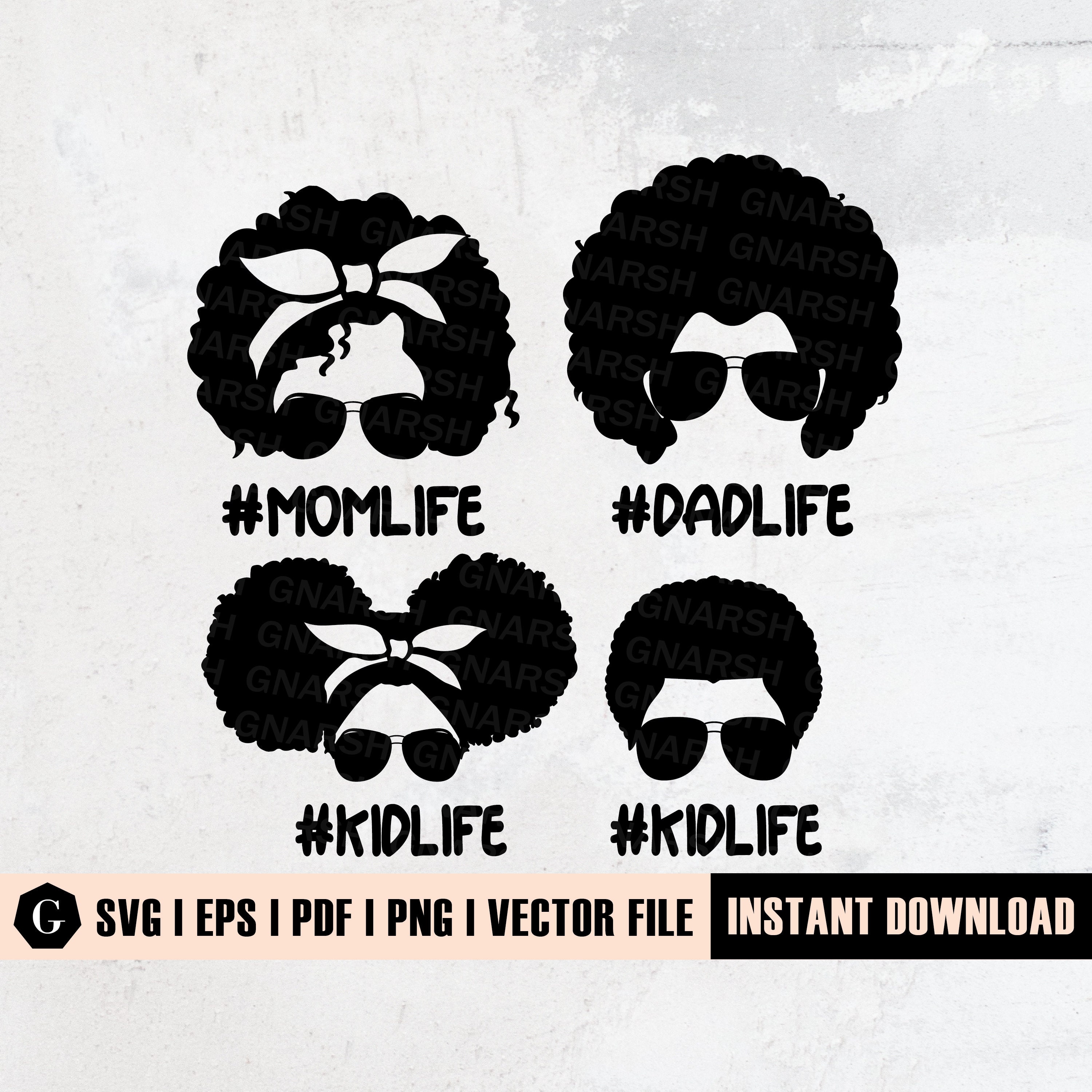 Afro Fam Life Svg Bundle Afro Mom Life Svg Messy Bun Hair Etsy