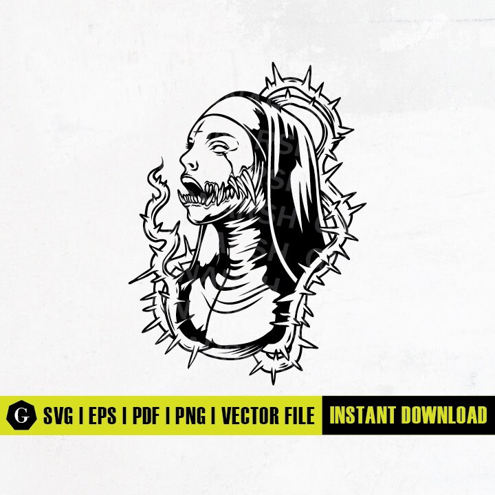 Scary Horror Nun Svg Creepy Demonic Evil Sister Clipart - Etsy UK