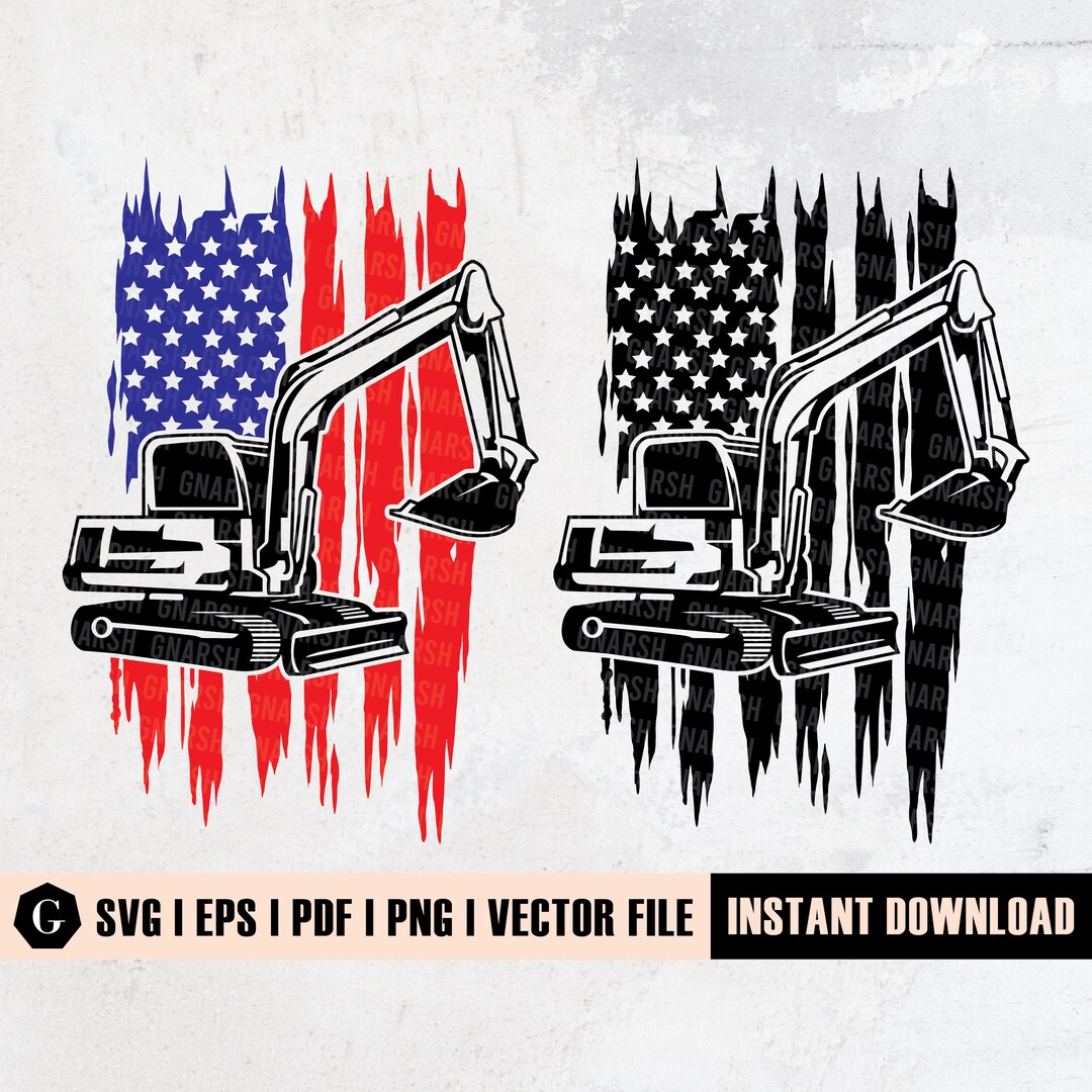 USA Excavator SVG | USA Heavy Equipment Svg | Excavator Clipart ...