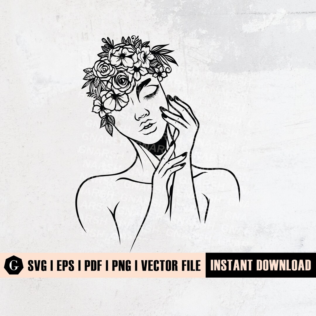 Floral Woman Svg File | Flowers SVG | Silhouette Woman With Flower Svg ...