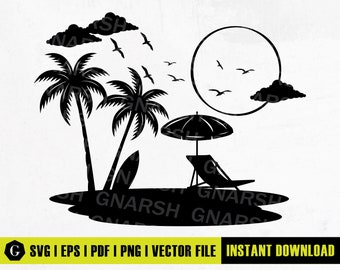 Sunset Beach Scene Dxf - Etsy