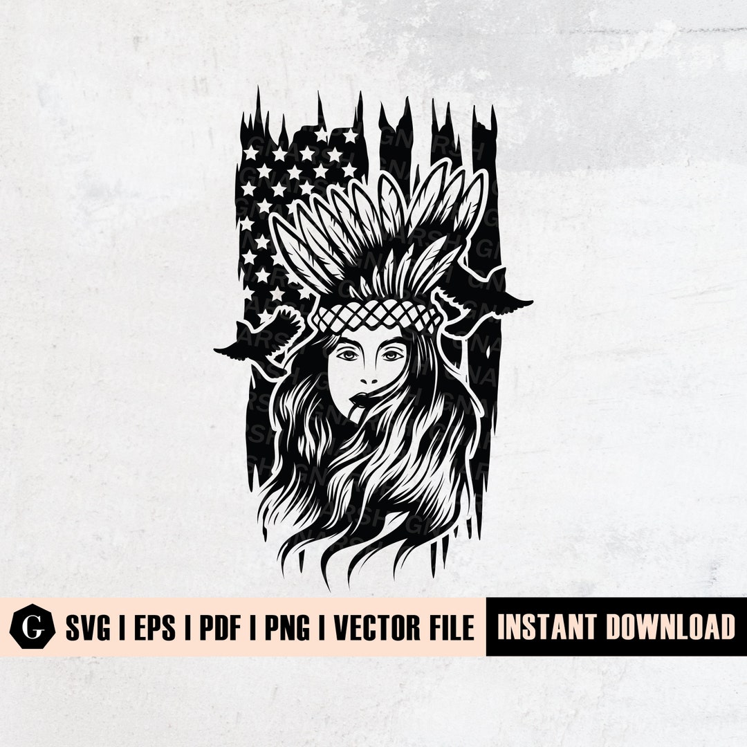 American Native Woman SVG File | Indian Woman | Native American | Usa ...