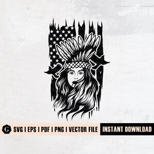 American Native Woman SVG File | Indian Woman | Native American | Usa ...