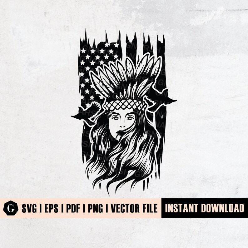 American Native Woman SVG File Indian Woman Native - Etsy