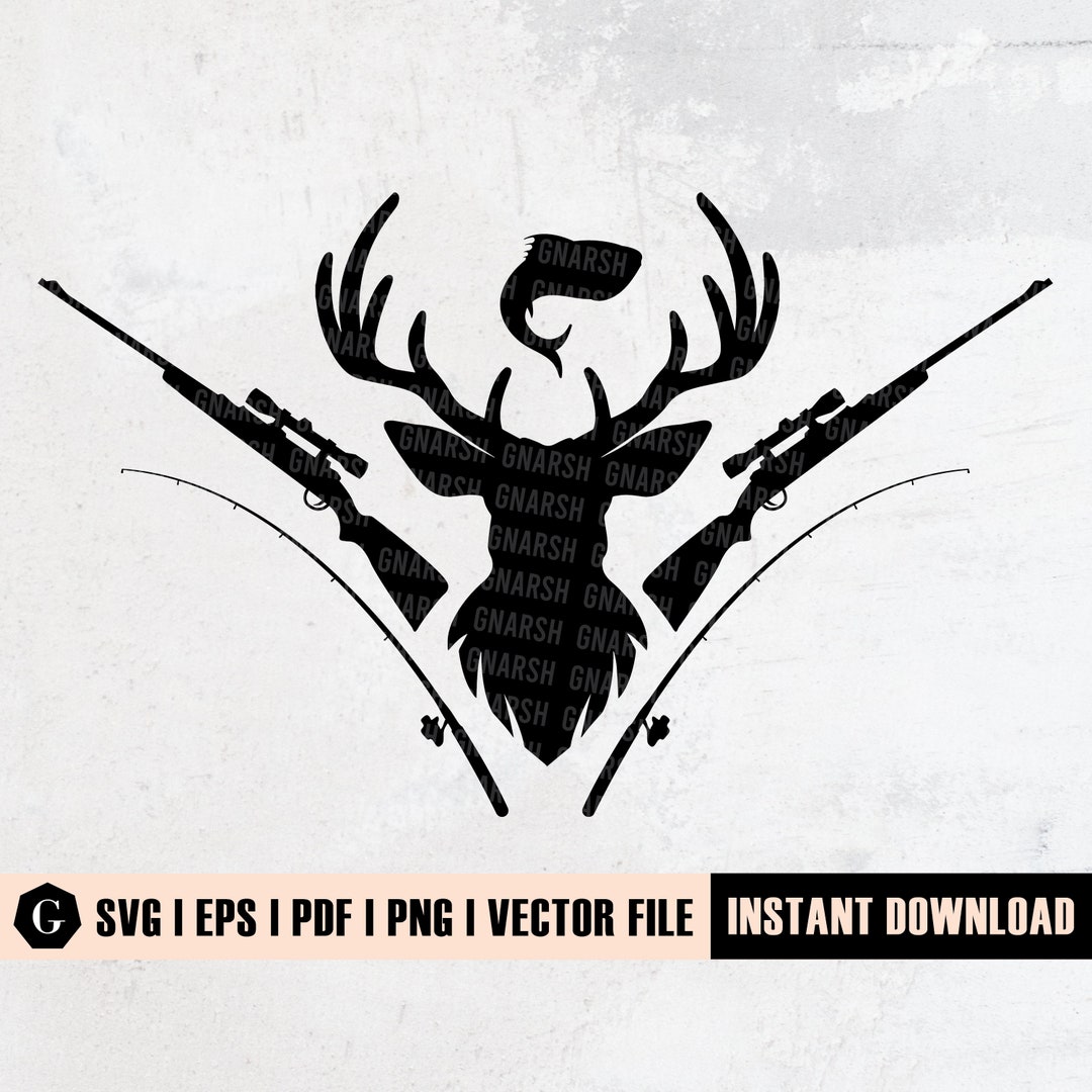 Deer and Fish Svg | Deer Hunter Svg | Hunting Svg File | Fishing Svg ...