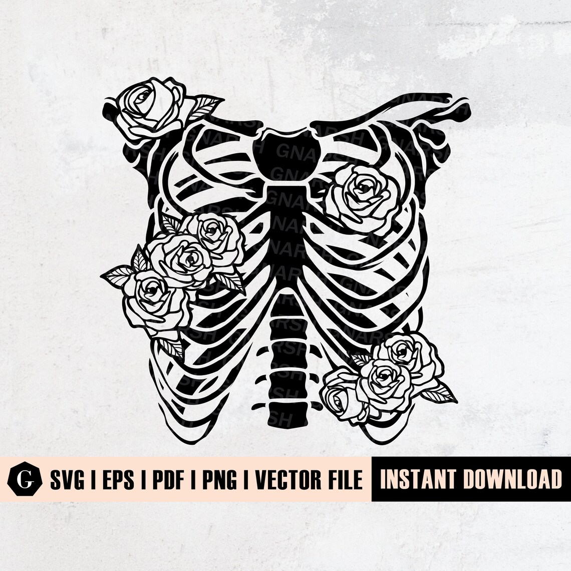 Rib Cage Floral SVG Ribcage Flowers Svg File Skeleton - Etsy