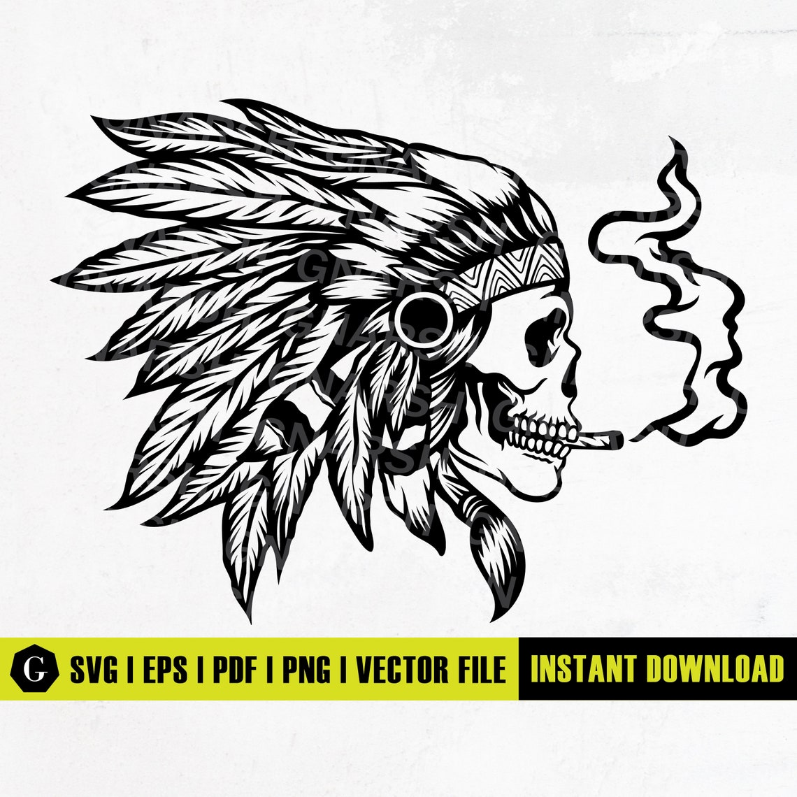 Cannabis Indian Skull SVG Smoking Weed Village Chief Head - Etsy