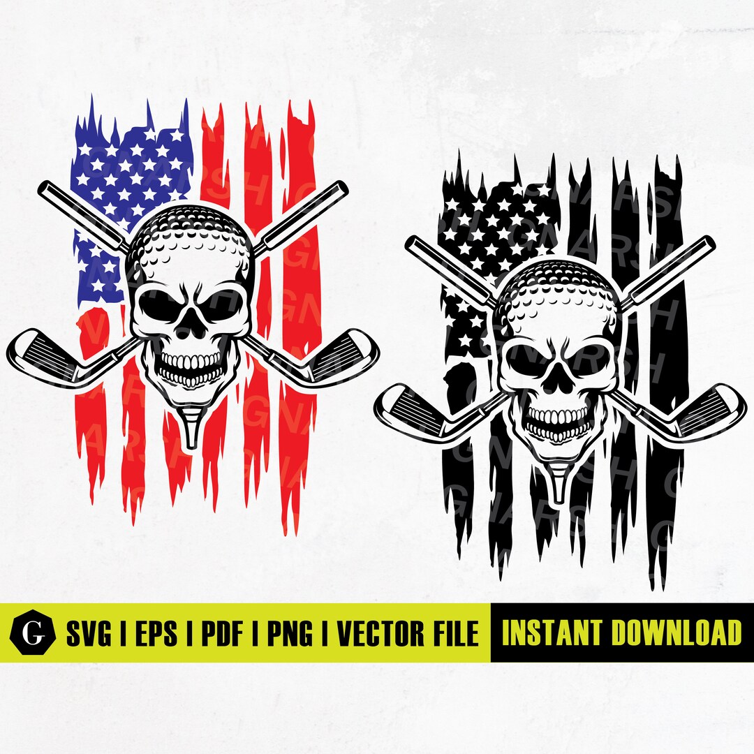 US Golf Skull Svg | Golf Logo Svg | Skull Svg | Golf Svg | Golf Clipart ...
