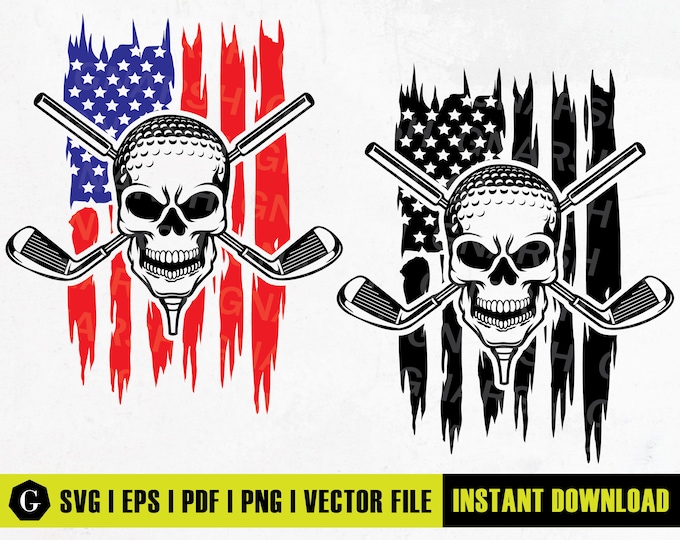 US Golf Skull Svg | Golf Logo Svg | Skull Svg | Golf Svg | Golf Clipart ...