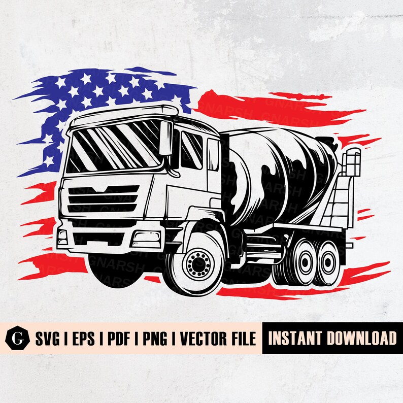 USA Concrete Mixer Truck Svg Cement Mixer Svg Construction - Etsy