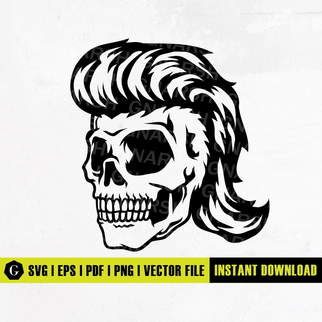 Mullet Skull SVG | Funny Skeleton T-shirt Decal Vinyl Graphics | Cricut ...