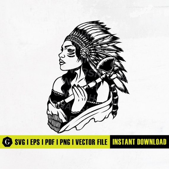 American Native Woman SVG File Indian Woman Native - Etsy UK