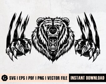 Bear Claws Scratch SVG Grizzly Bear SVG Bear Claw Mark Svg | Etsy