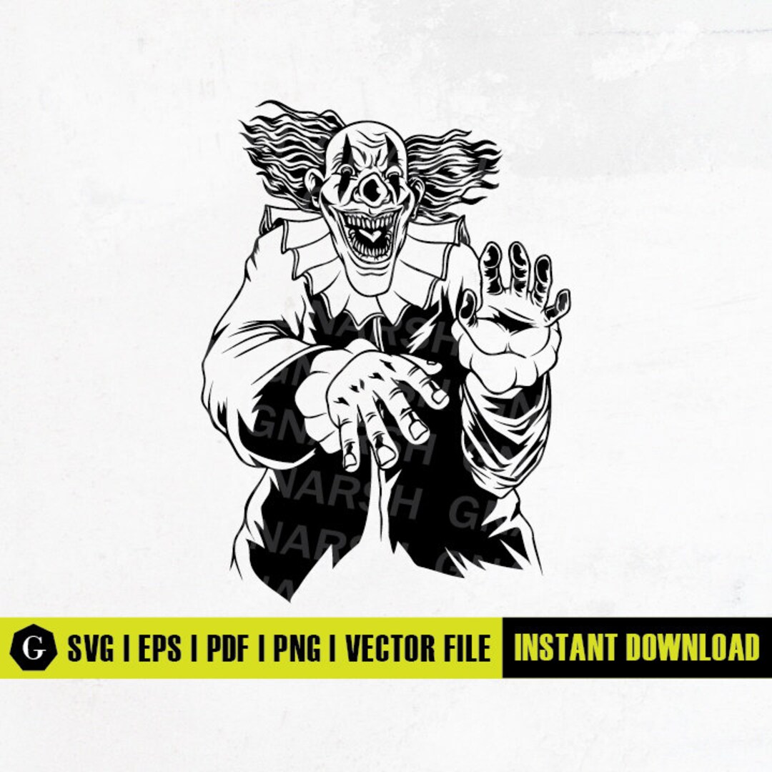 Scary Clown Svg | Evil Clown Svg | Clown Clipart | Clown Png ...