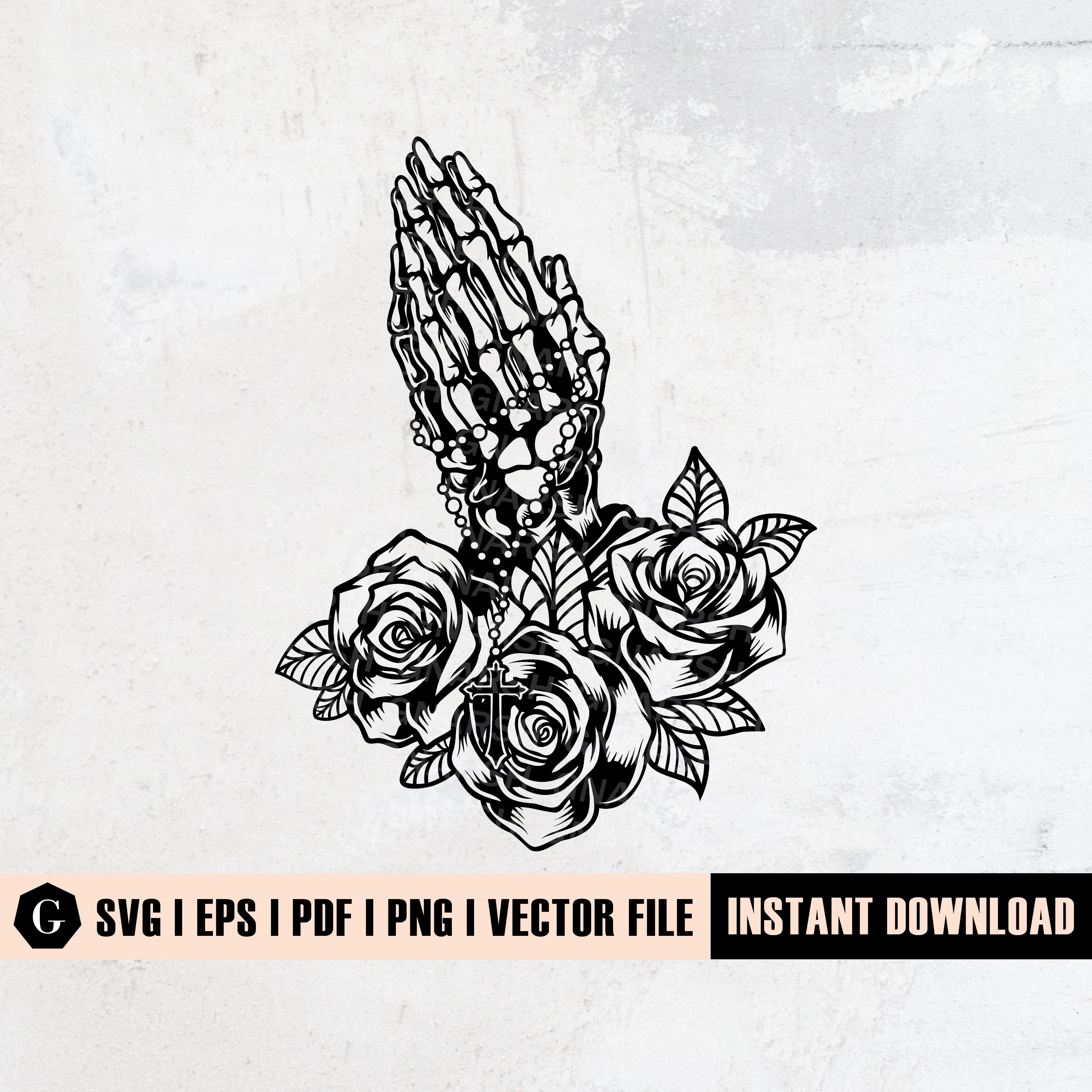 Praying Skeleton Hands Drawing