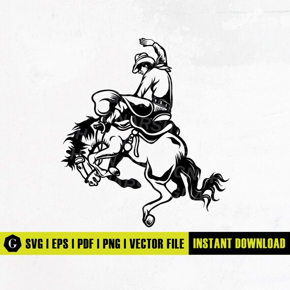 Rodeo Svg Cowboy Svg Western Cowboy Riding Horse Svg - Etsy