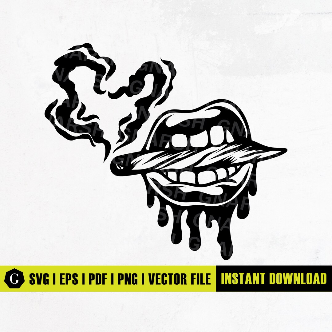 Lips With Cannabis Joint Svg | Lips Smoking Weed Svg | Smoking Lips Svg ...