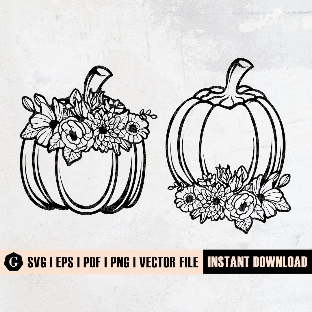 BUNDLE Floral Pumpkin Svg File | Flower Pumpkin Svg | Pumpkin With ...