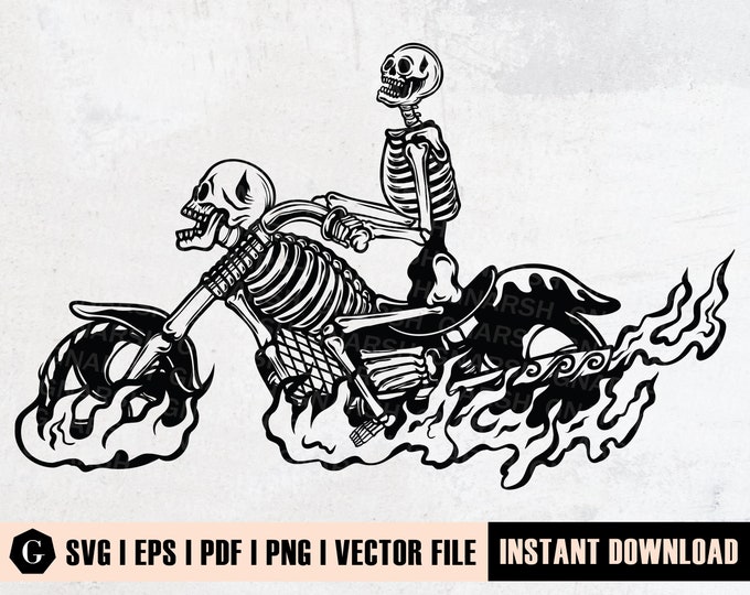 Skeleton Riding Motorcycle SVG Skull Biker SVG Motorbike - Etsy