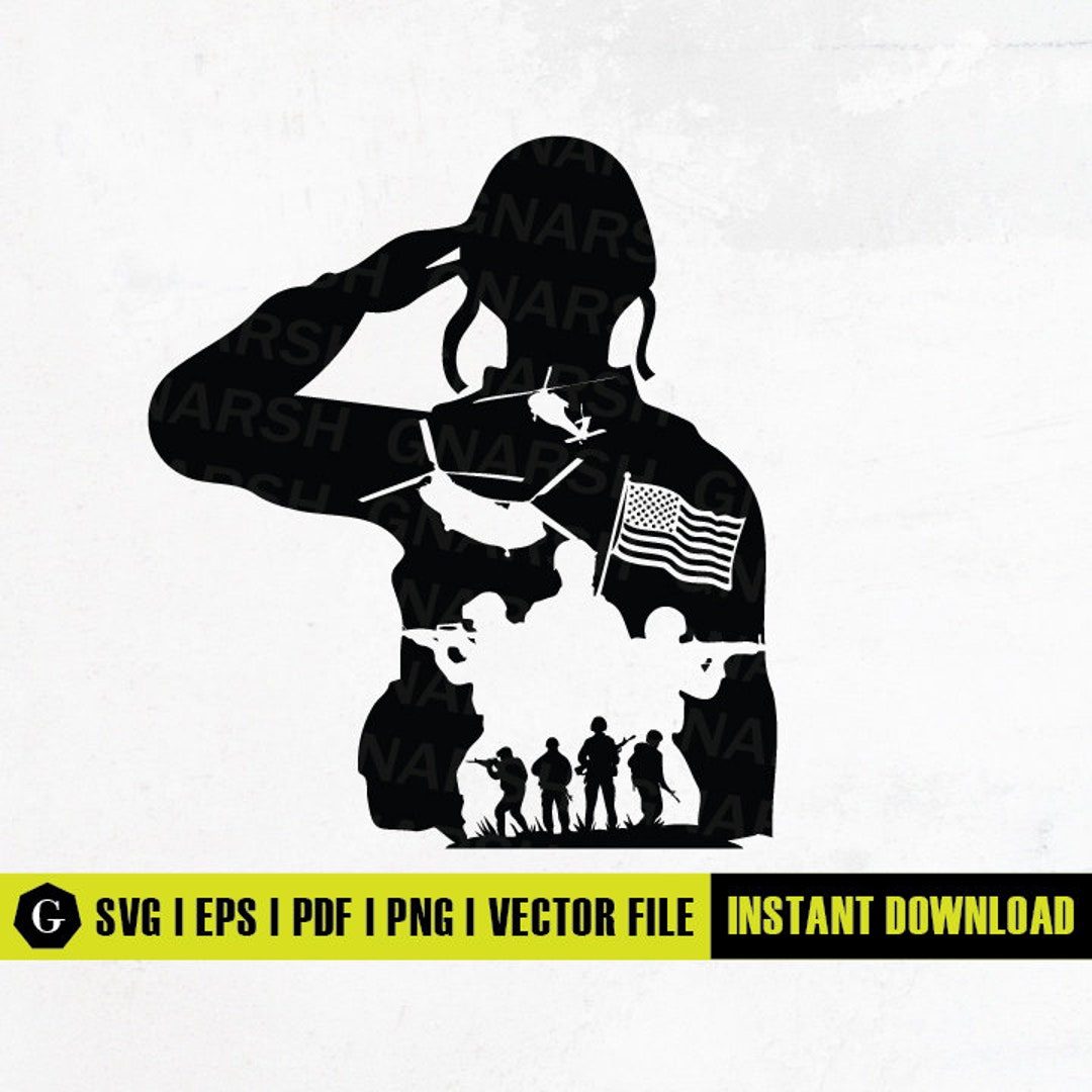 US Soldier With Flag SVG | Veteran Military Cut File (digital Download ...