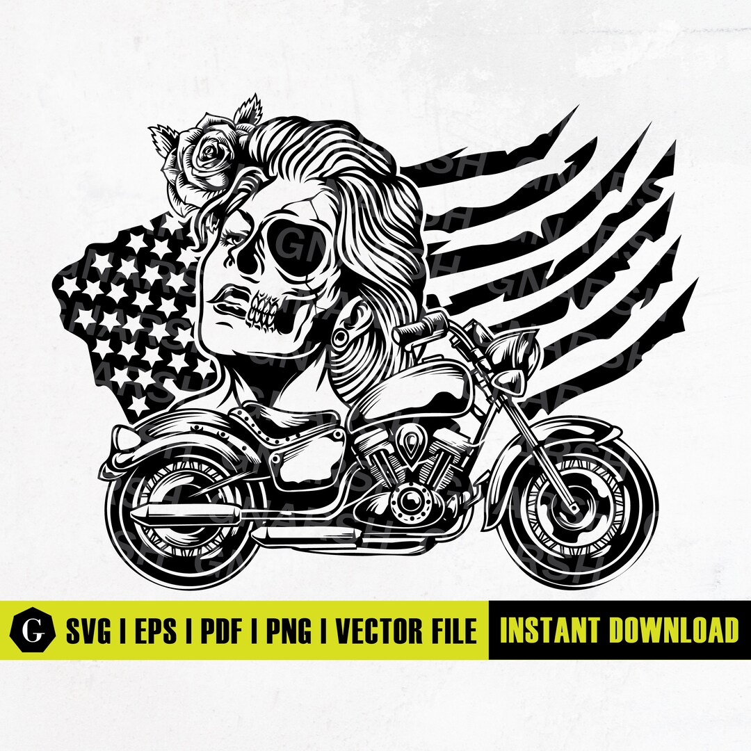 US Biker Skull Svg | American Shirt Png | Usa Patriotic Clipart | USA ...