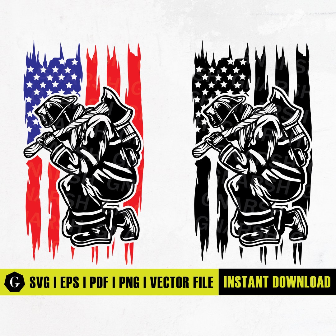 Patriotic Firefighter Svg | US Firefighter Svg | USA Flag Firefighter ...