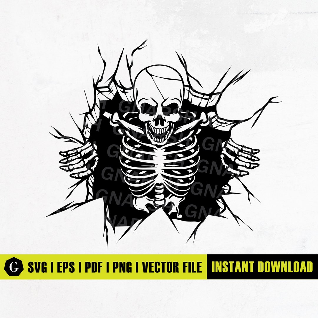 Skull in the Wall File File Skeleton Coming Out of the Wall Svg Horror ...