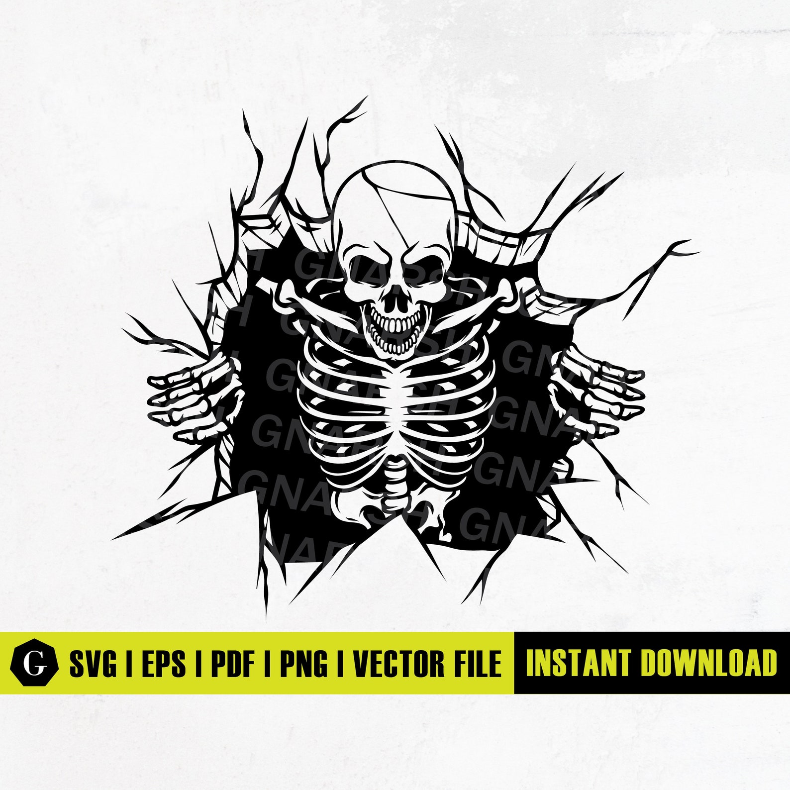 Skull in the Wall File File Skeleton Coming Out of the Wall Svg Horror ...