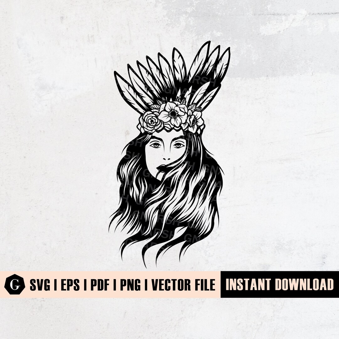 American Native Woman SVG File | Indian Woman | Native American ...
