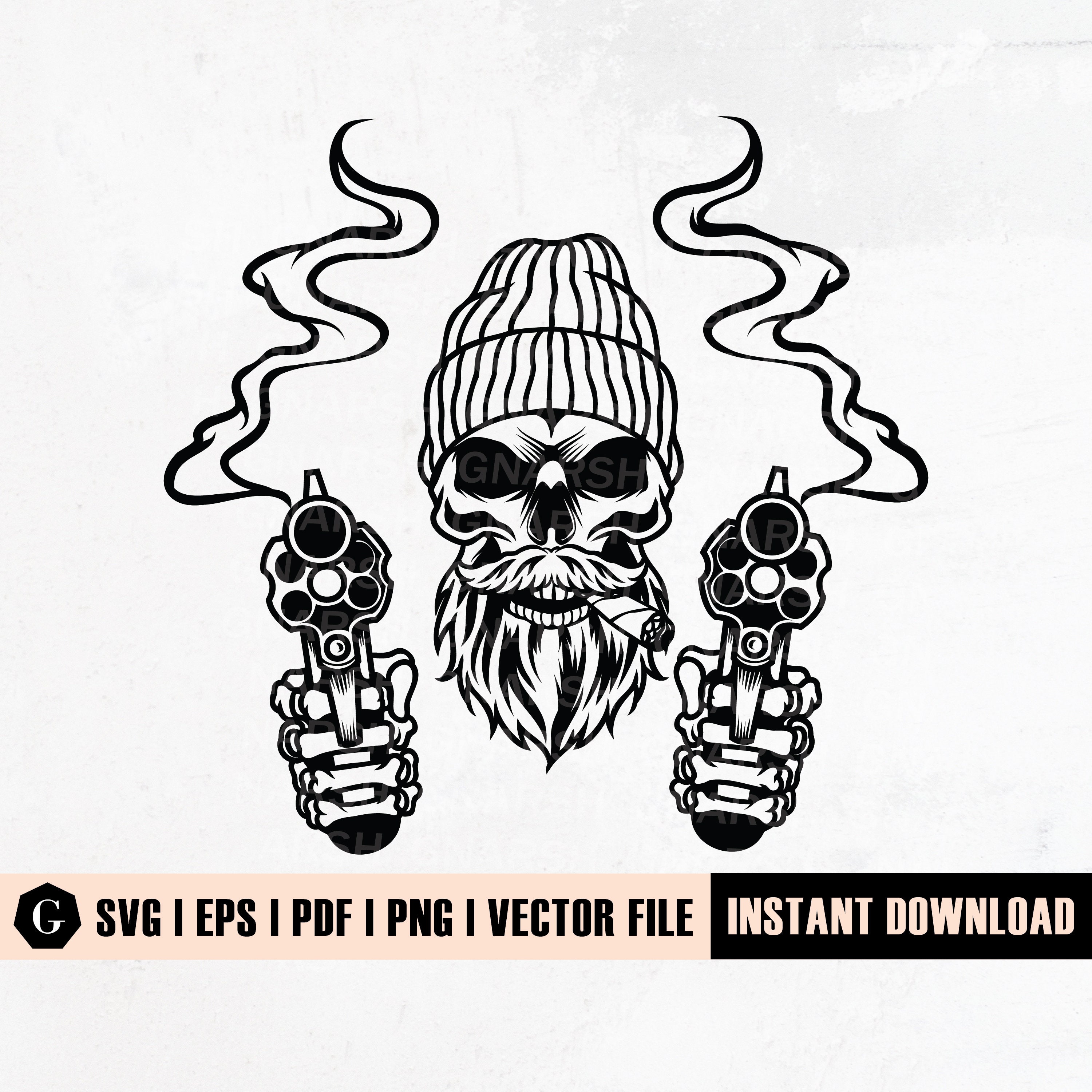 Gangster Svg Gangsta Svg Guns and Skull Svg Skull and | Etsy UK