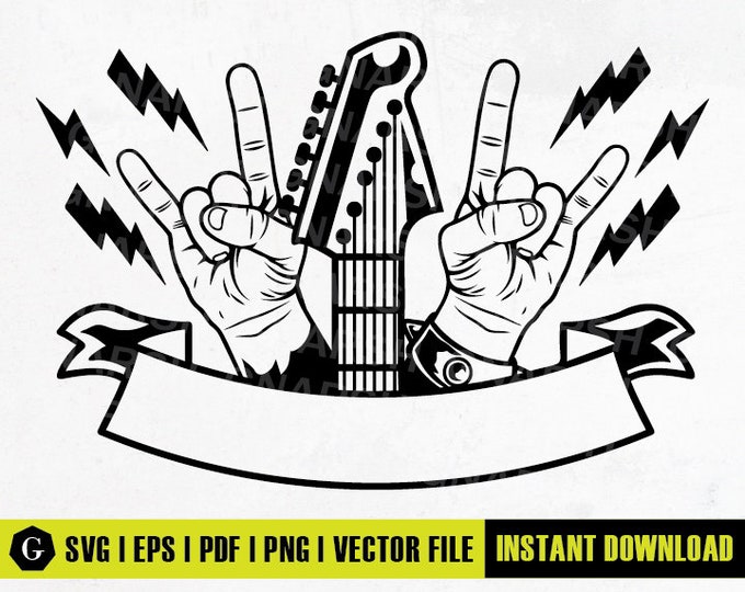 Rock Svg, Guitar Svg, Rock and Roll Svg, Rock Concert Svg, Music Svg ...