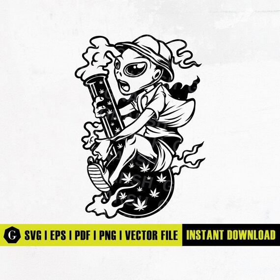 Alien Smoking Weed Svg Alien Smoking Joint Svg High as the - Etsy