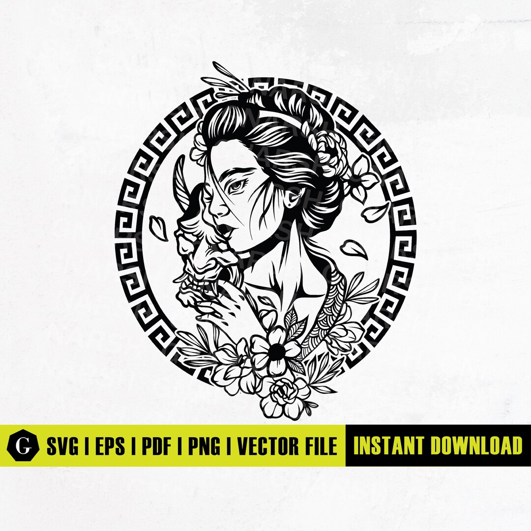 Japanese Geisha Svg | Japanese Art | Lady Warrior Clipart | Geisha Girl ...