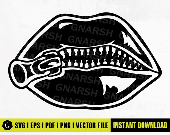 Zipped Lips SVG | Zipper SVG | Discrete Quiet Silent Hush Shush Shhh ...