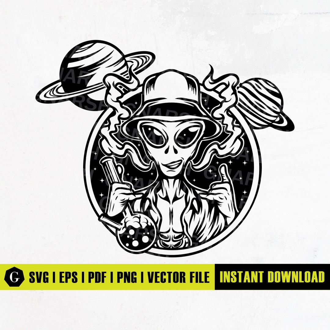 Alien Smoking Weed Svg Alien Smoking Joint Svg High as the Moon Svg ...