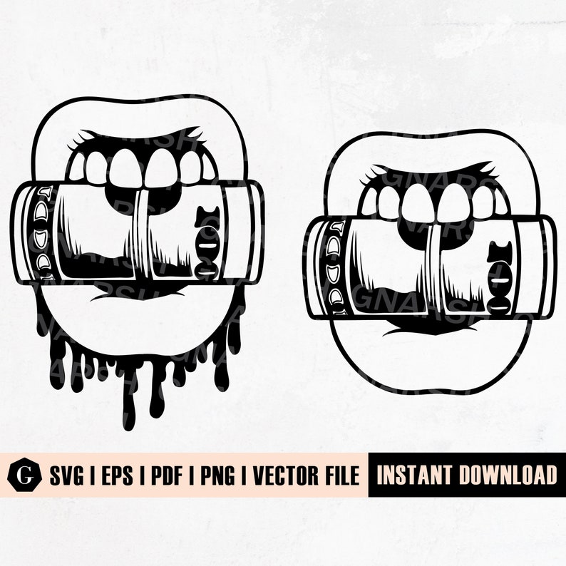 Sexy Lips Bite Money 100 Dollar Svg Dripping Lips Svg Cash - Etsy