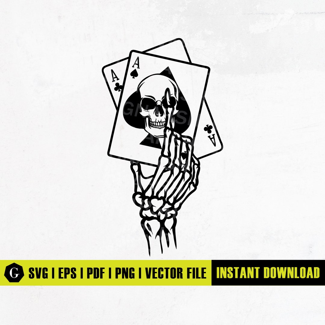 Pocket Aces Skull SVG | Poker SVG | Playing Cards Svg | Skull Gambler ...