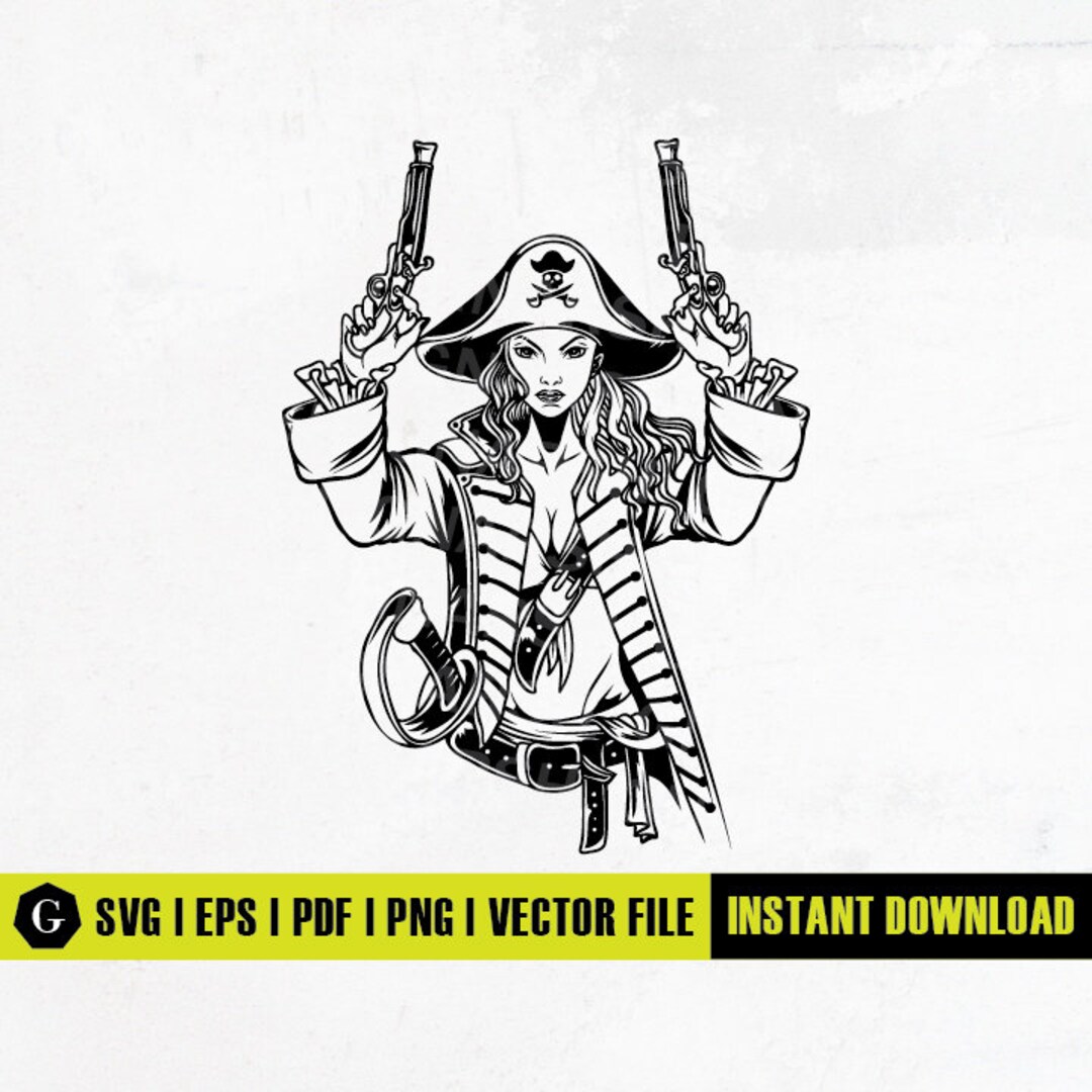 Pirate Girl SVG Pirata Svg Piracy Svg Sword Captain Hat Treasure Map ...