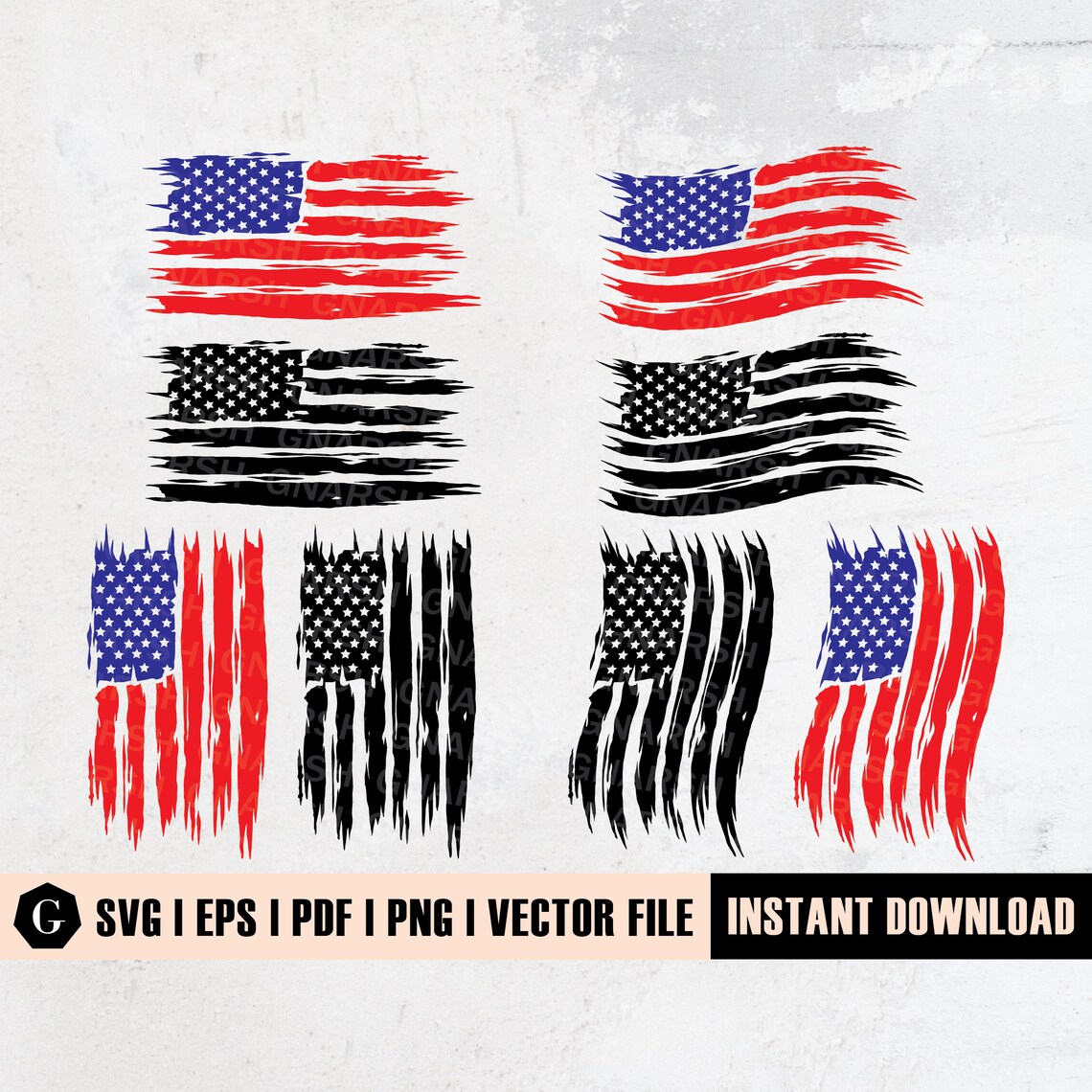 BUNDLE Distressed USA Flag Svg Distressed American Flag Svg | Etsy