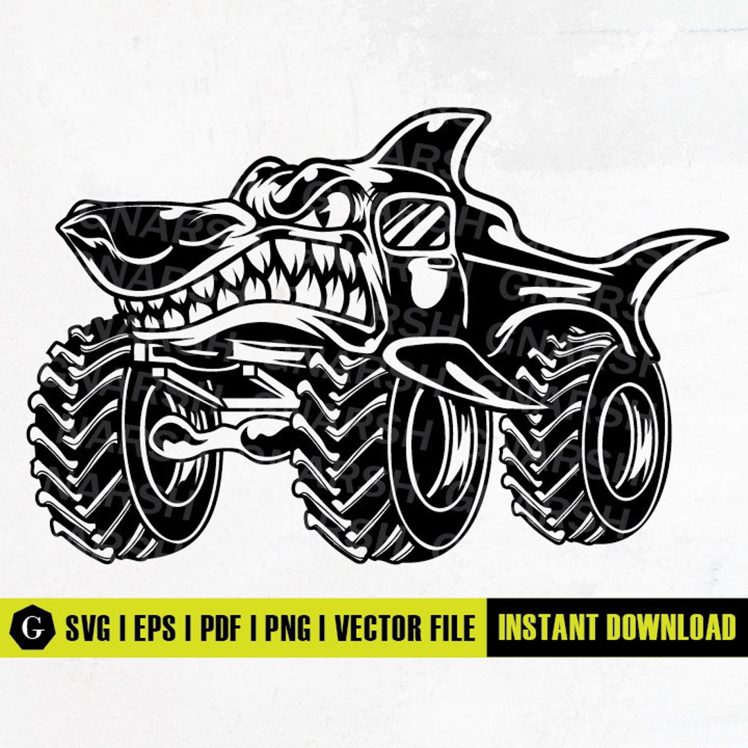 Shark Monster Truck SVG | Muscle Car SVG | 4x4 off Road Vehicle | Shark ...