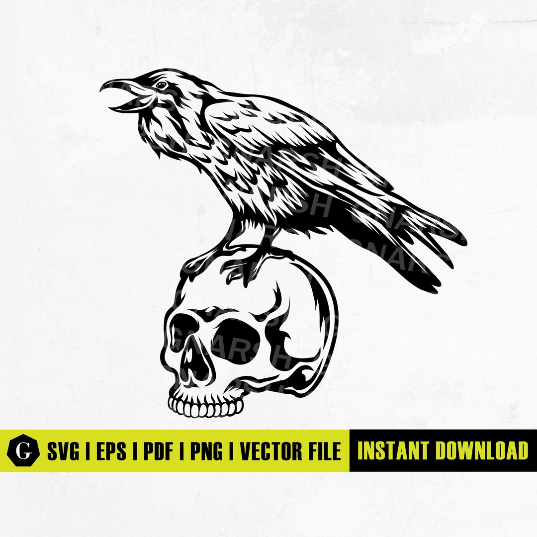Crow on Skull SVG Death SVG Crow Clipart Svg Gothic Horror Bird ...