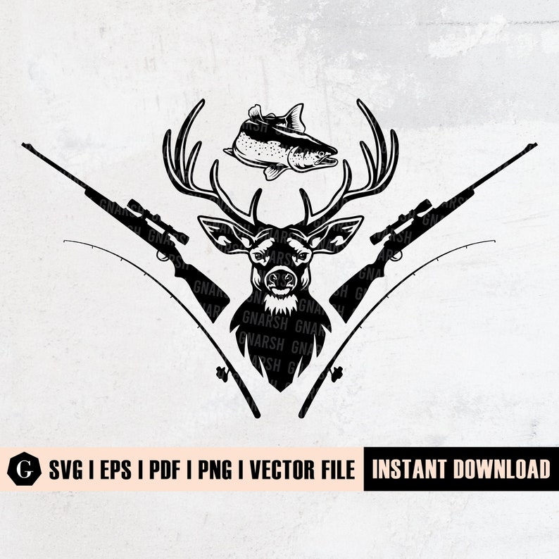 Deer and Fish Svg Deer Hunter Svg Hunting Svg File Fishing Svg Deer ...