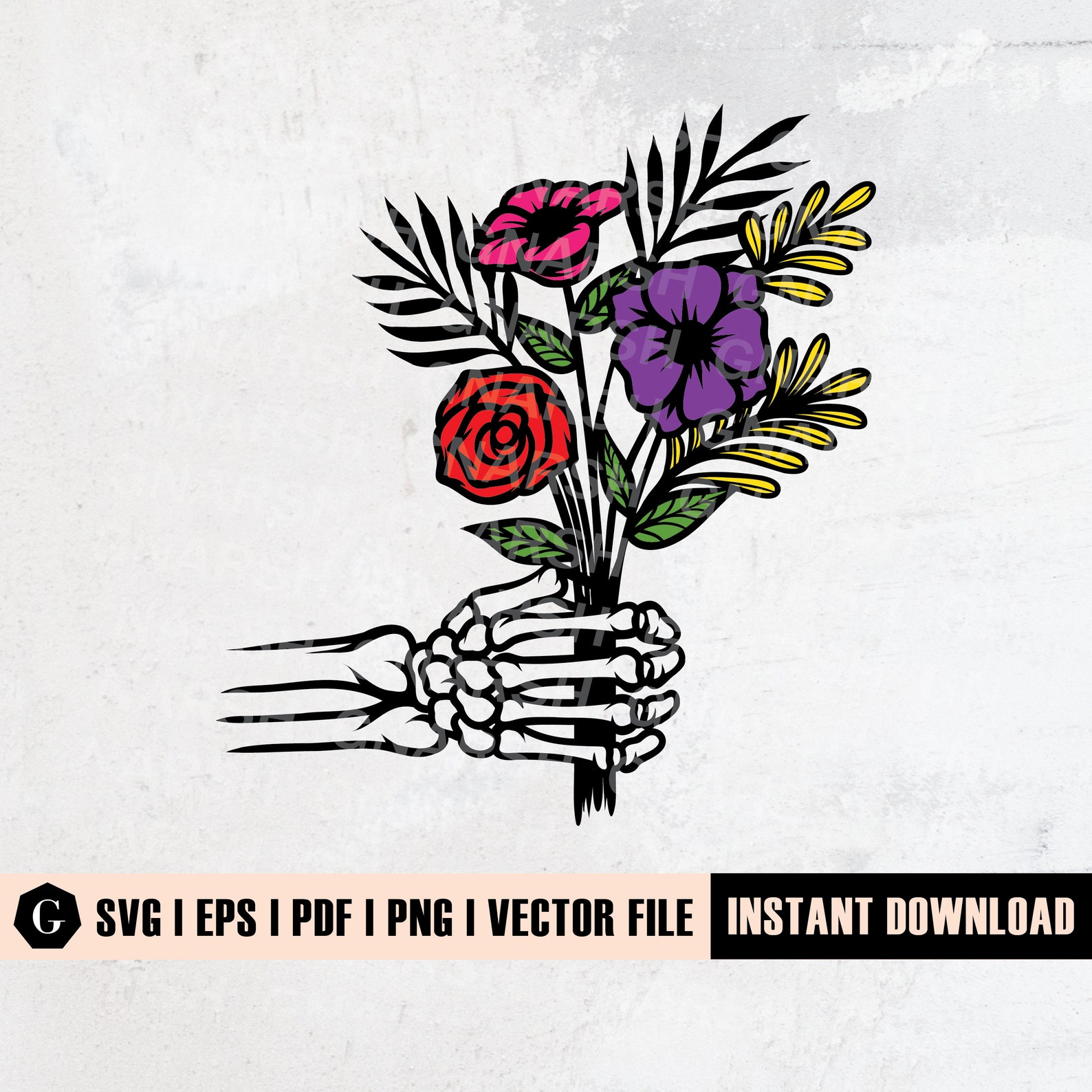 Skeleton Hands Flowers SVG File Skeleton Flower Svg - Etsy