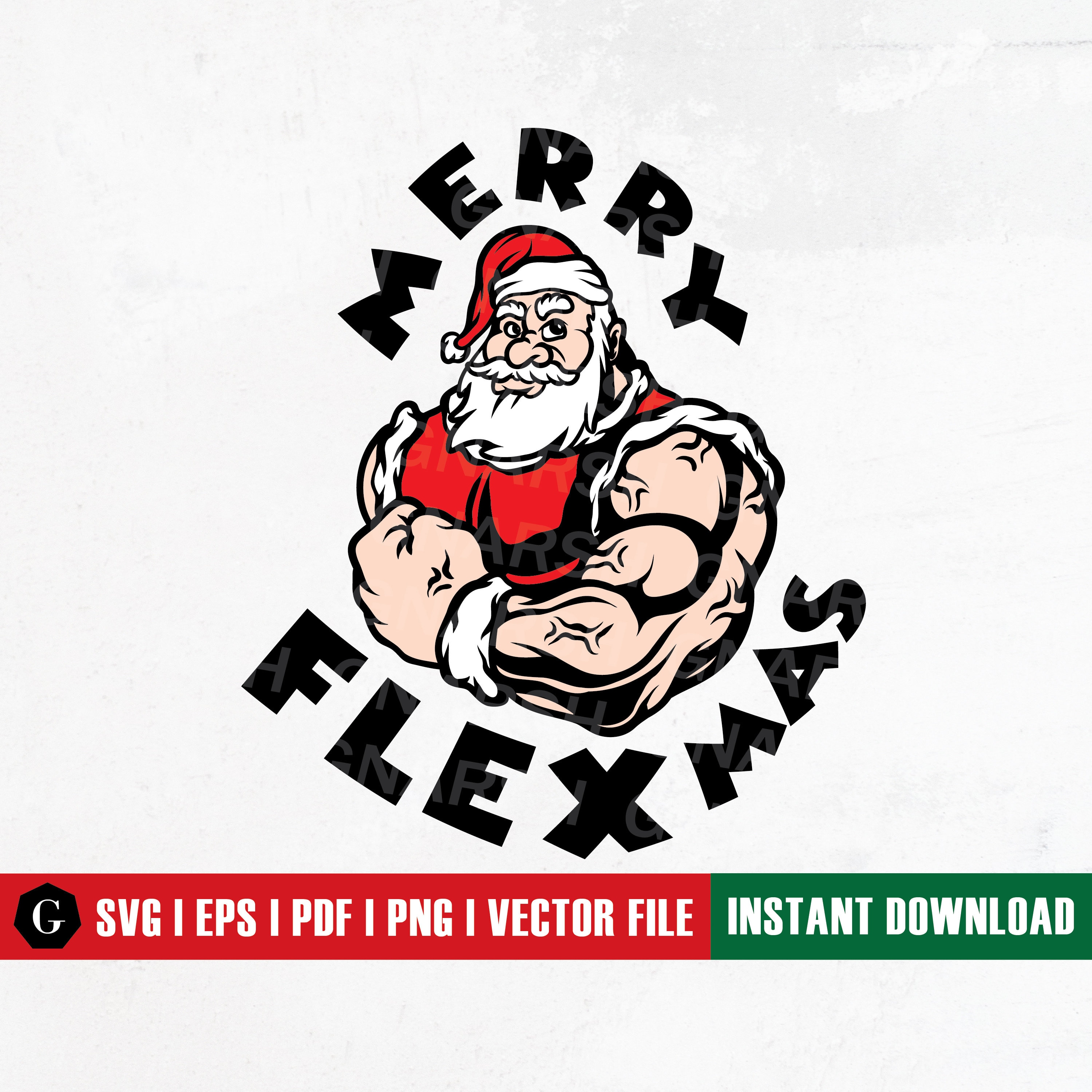 Merry Flexmas Svg Buff Santa Claus SVG Funny Christmas SVG Funny Xmas ...