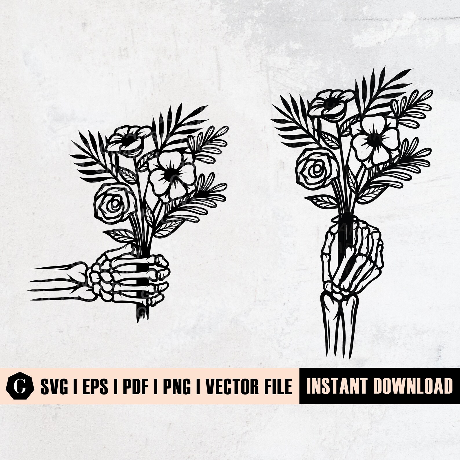 Skeleton Hands Flowers SVG File Skeleton Flower Svg | Etsy