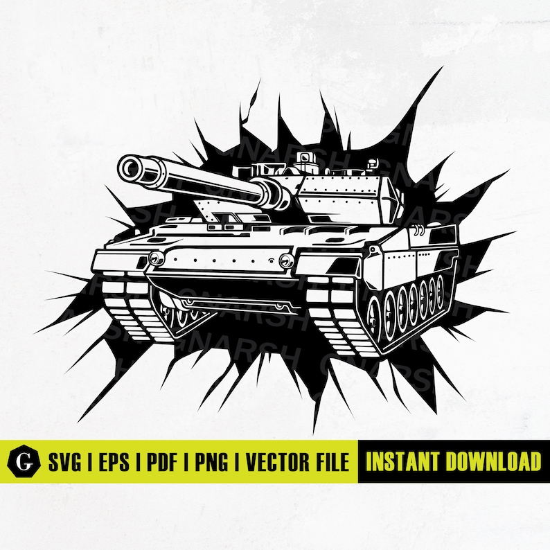 Smashing Tank SVG | Battle War Vehicle Clipart (digital Download) - Etsy