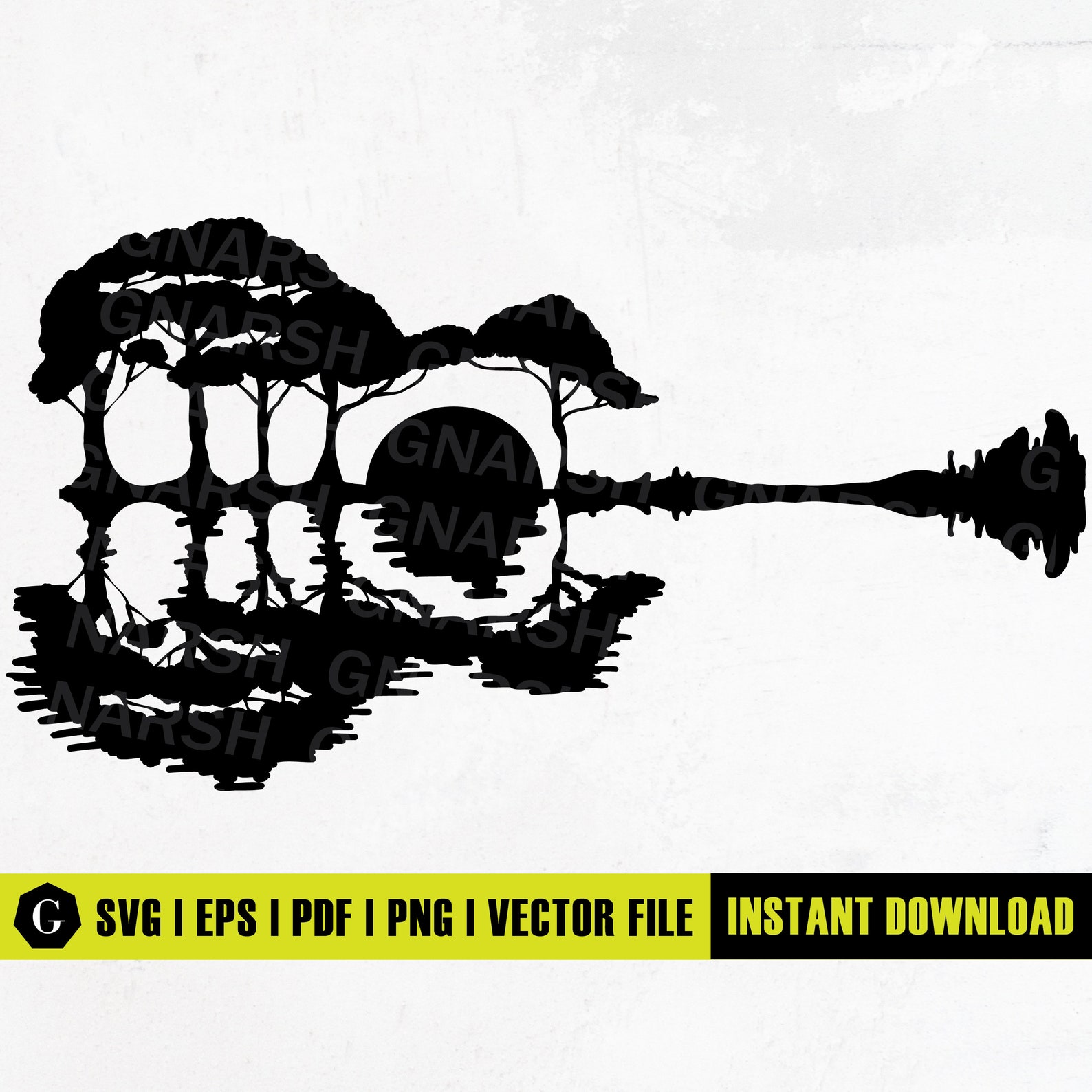 Guitar Sunset SVG Guitar Sunrise SVG Sticker T-shirt CNC Laser Plasma ...