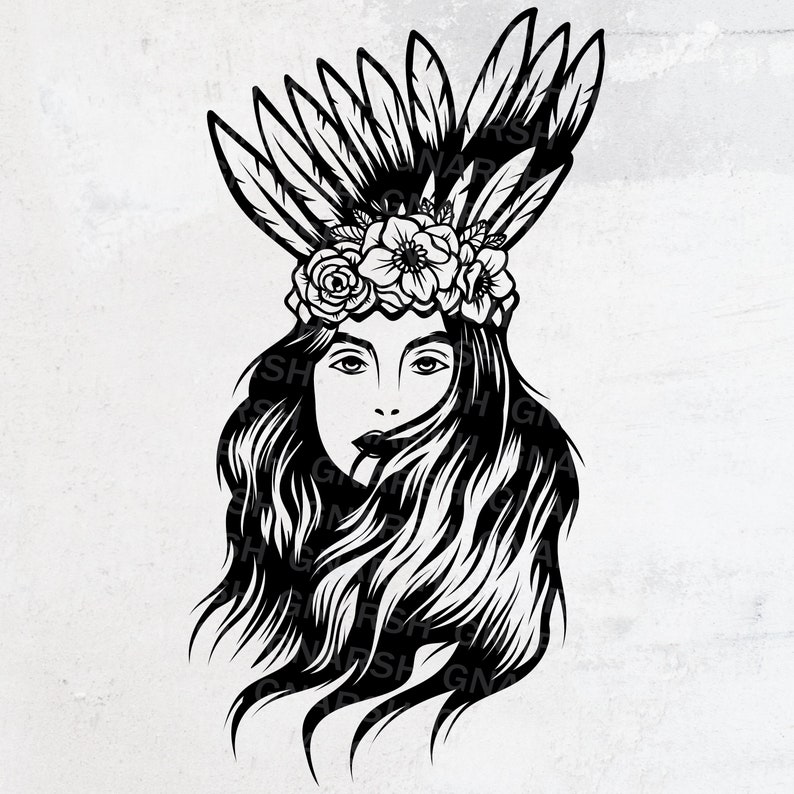 American Native Woman SVG File Indian Woman Native - Etsy